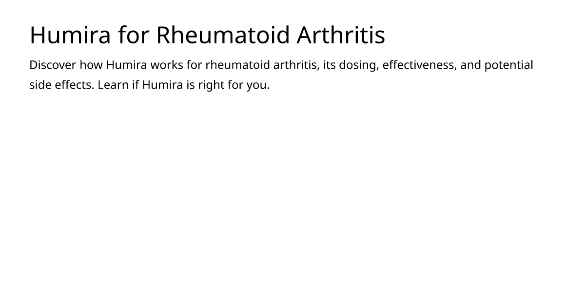 Humira For Rheumatoid Arthritis Medsis
